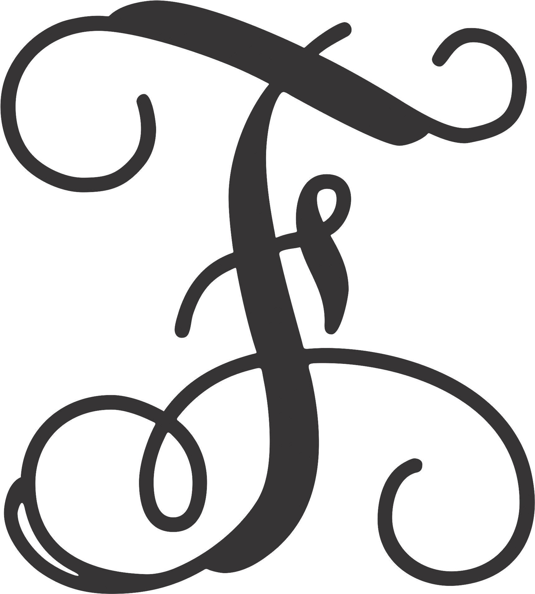 Monogram Letters Open Letter F - Initial Monogram Letter F Clipart ...