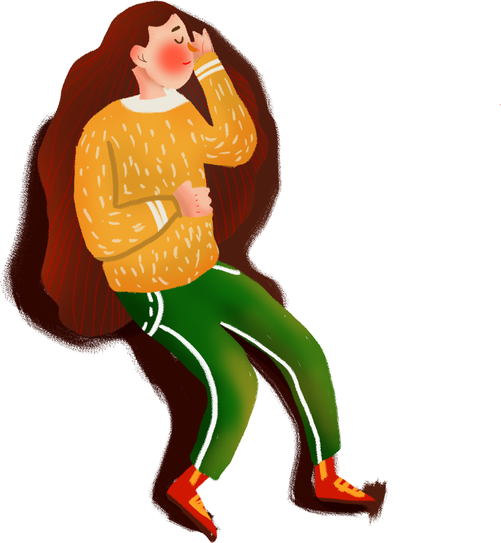 Hand Drawn Cartoon Rest Girl Png And Psd - Psd Clipart - Full Size ...