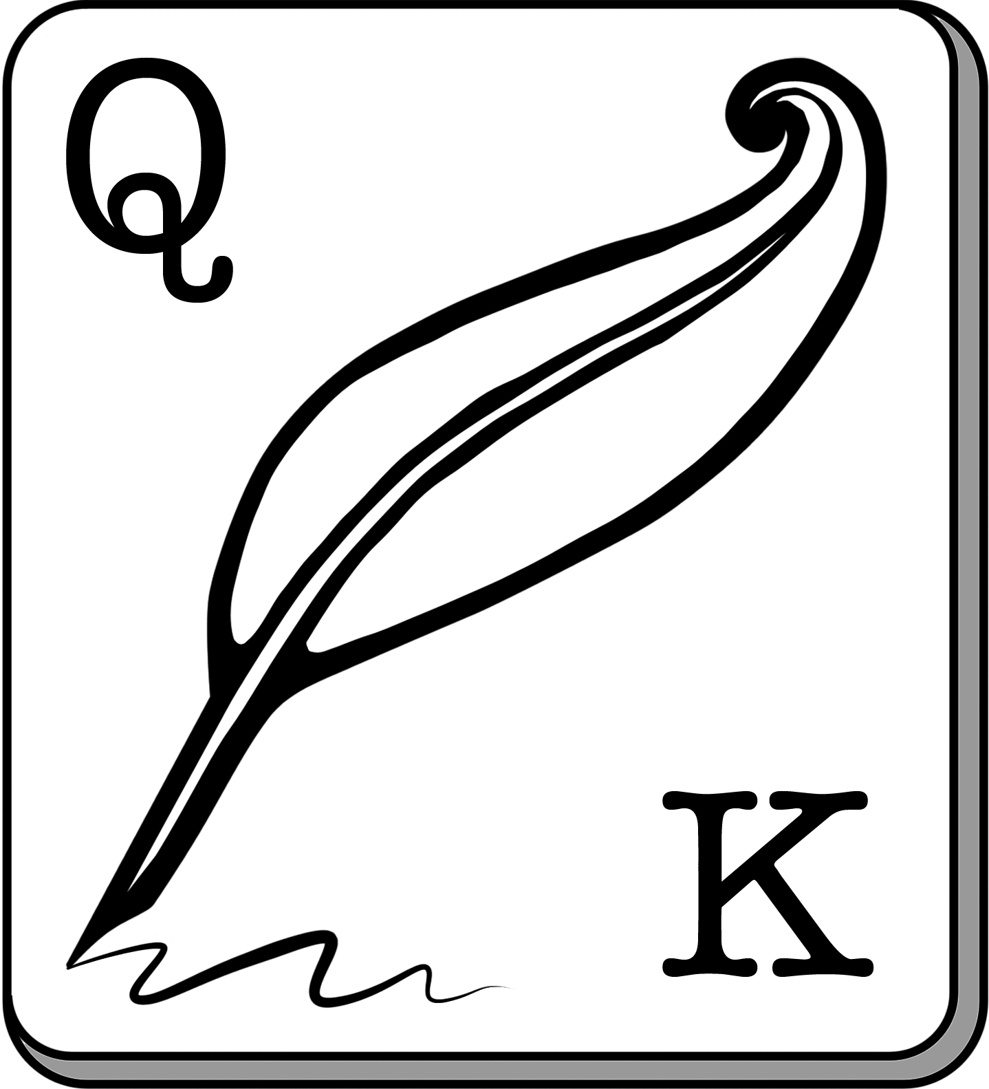 Quill And Key Logo, A Feather On A Keyboard Key - Line Art Clipart ...