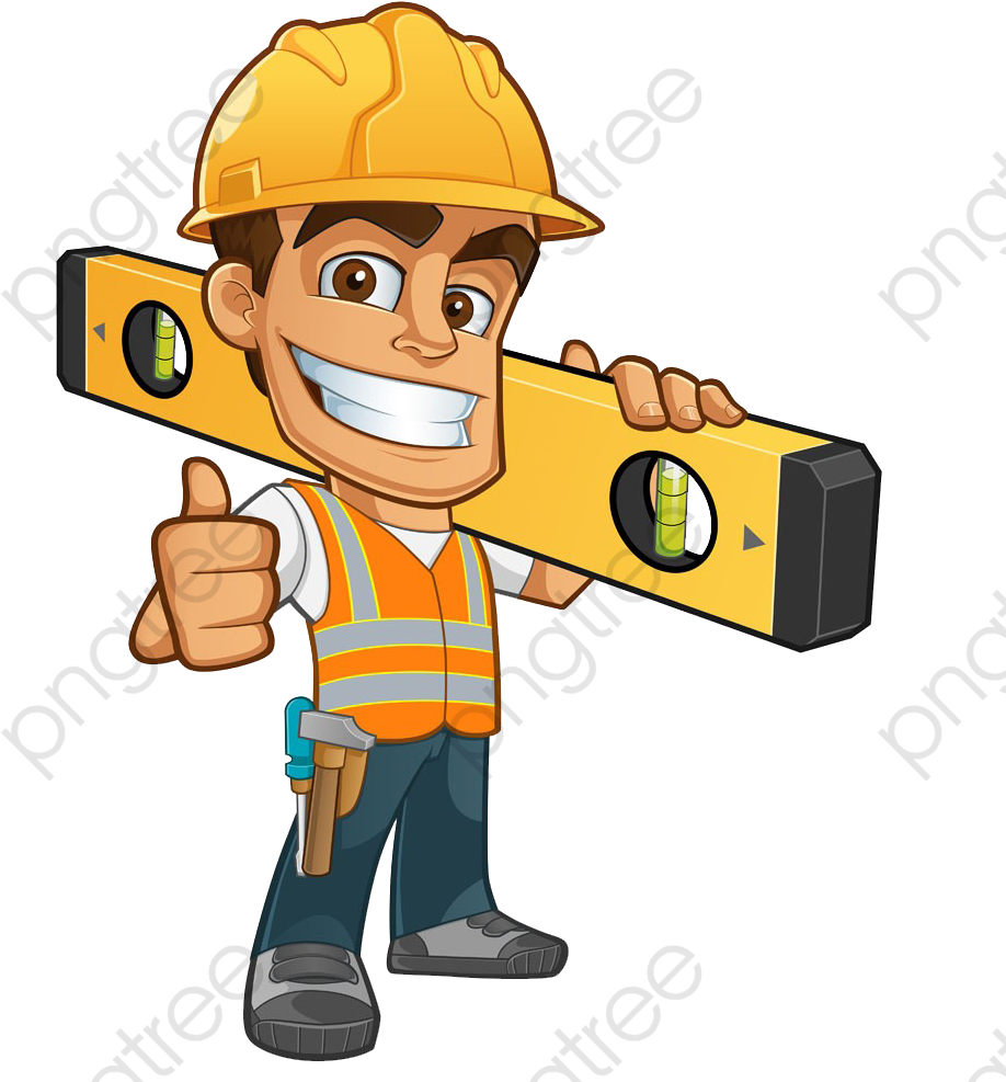 Ruler Clipart Horizontal - Cartoon Construction Worker - Png Download ...