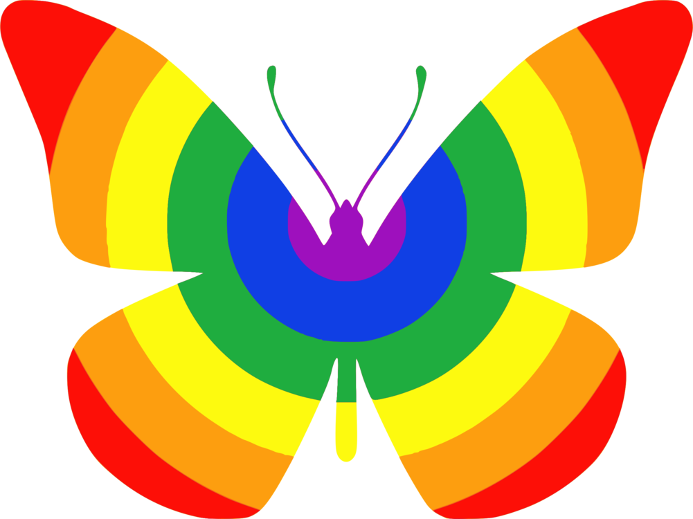 Butterfly Rainbow Insect Color Pollinator - Rainbow Butterfly Clipart ...