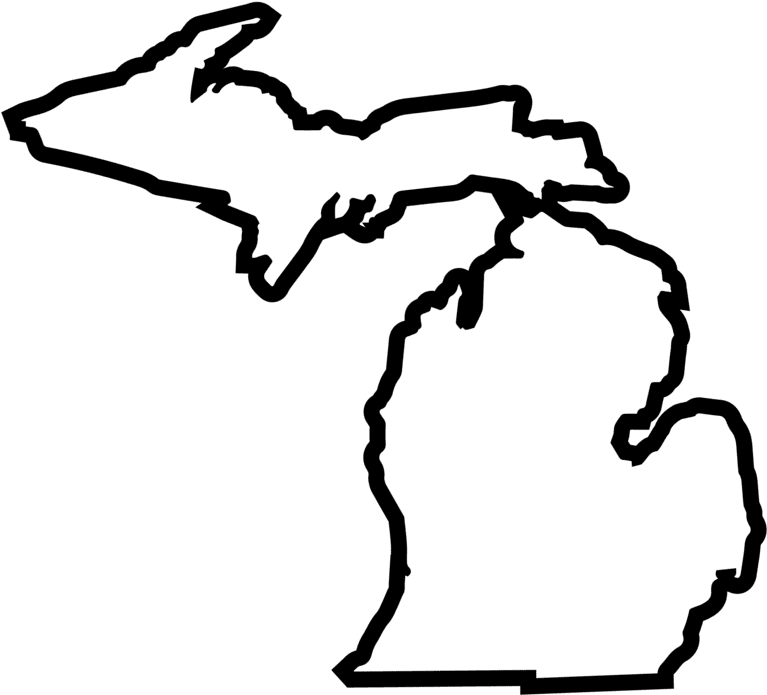 Solid Color Die Cut 4" Michigan Sticker - Michigan Outline Clipart ...