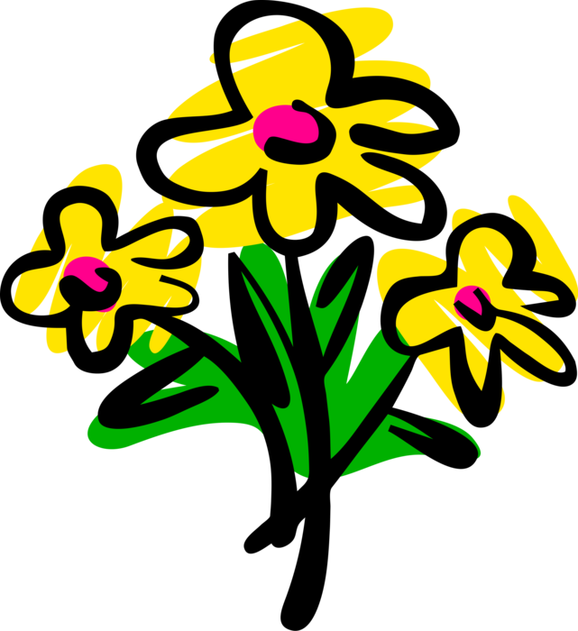 Download Vector Illustration Of Spring Yellow Garden Flowers - Particle ...