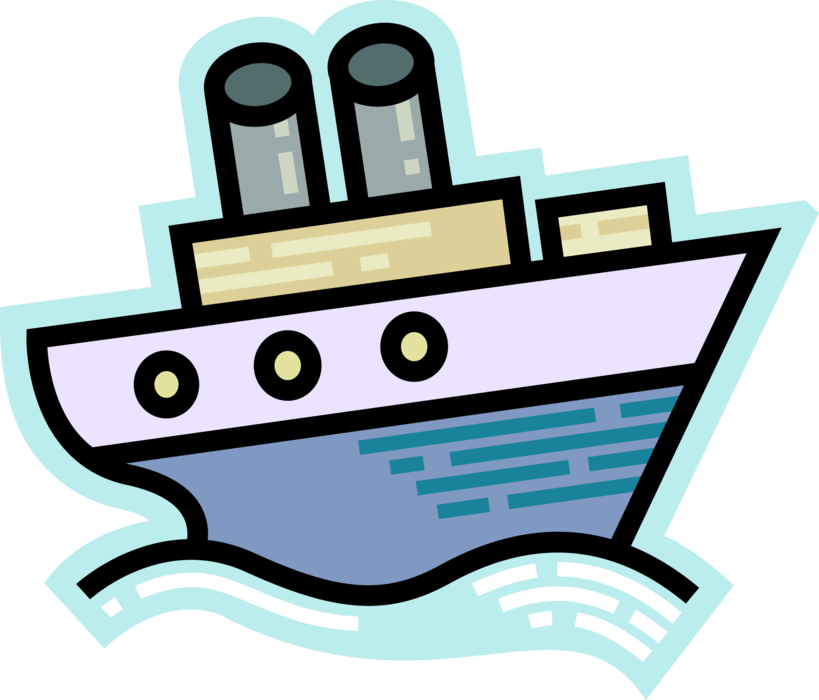 Vector Illustration Of Cruise Ship Or Ocean Liner Passenger - Cruise ...