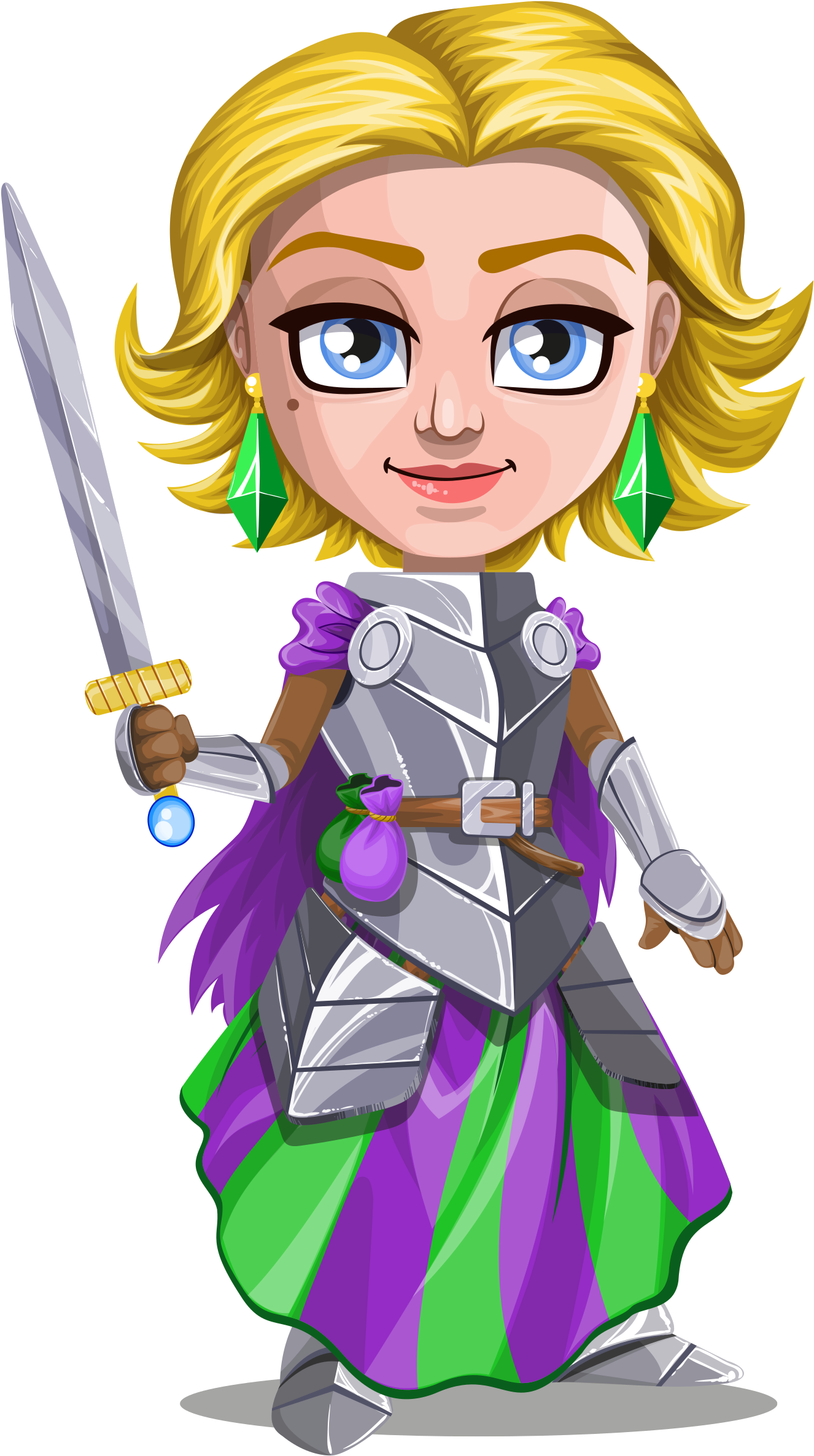 Transparent Knight Clip Art - Female Knight Cartoon Holding A Shield ...