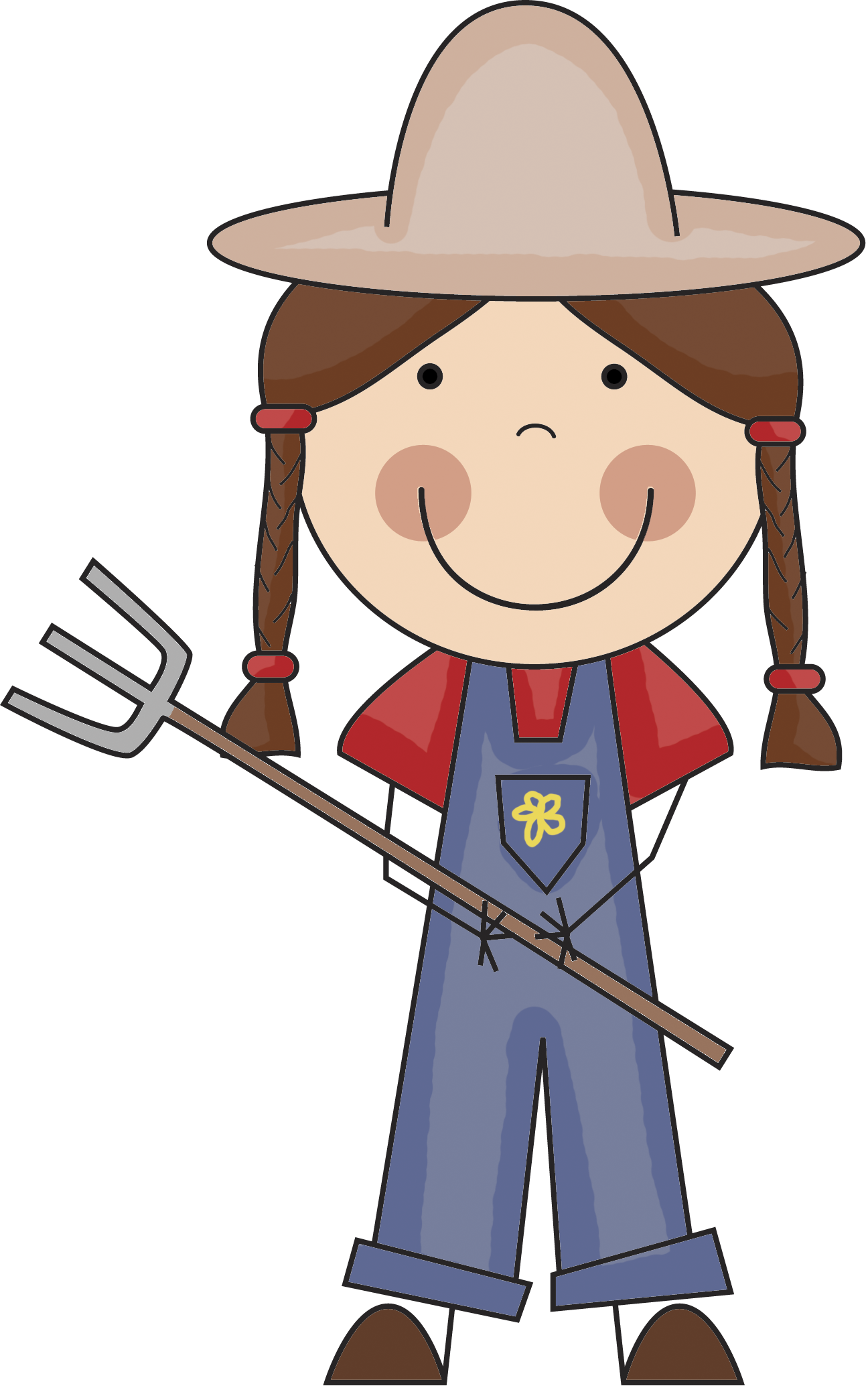 Farmer Png - Easy Farm Girl Drawing Clipart - Full Size Clipart ...