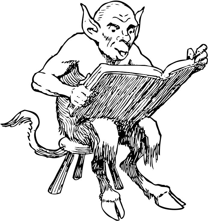 Stool Clip Art Download - Demon Reading A Book - Png Download - Full ...