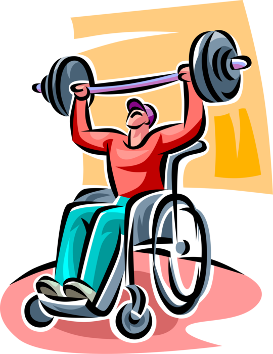 Vector Illustration Of Handicapped Or Disabled Weightlifter - Man ...