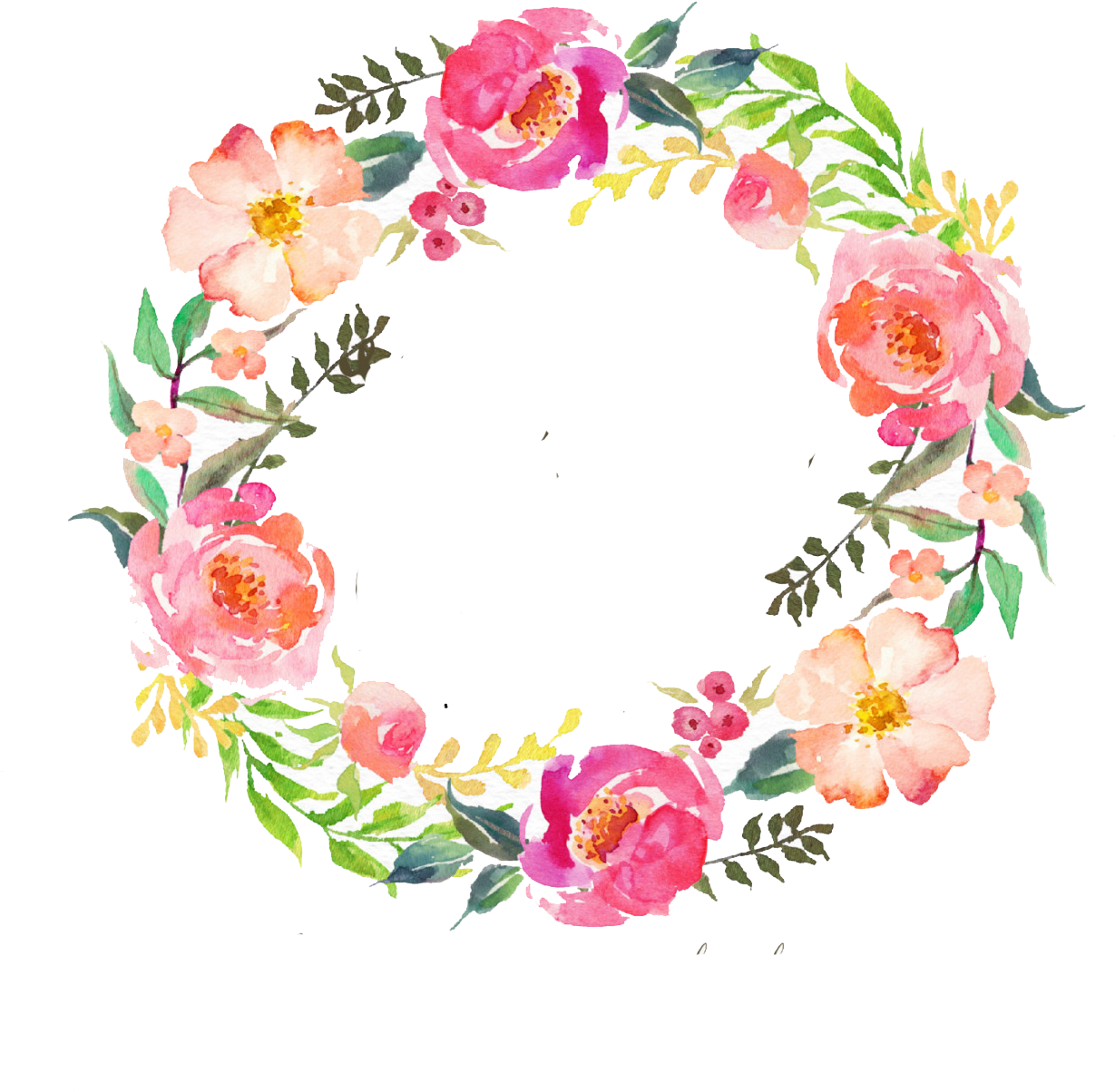 Watercolour Flowers Wreath Watercolor Painting Garland - Watercolor ...