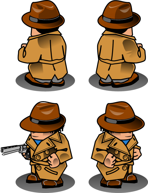 Detective Gun Man - Detective Sprite Clipart - Full Size Clipart ...