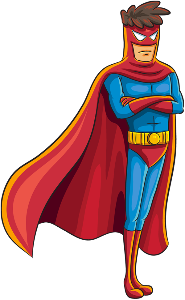 Download Cartoon Serious Superhero Standing With His Arms Crossed ...