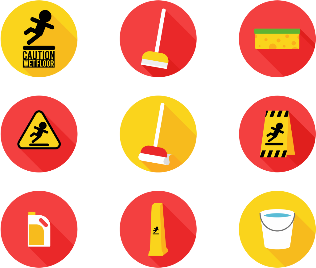 Wet Floor Sign Flat Icons Vector - Transparent Wet Floor Sign Png ...