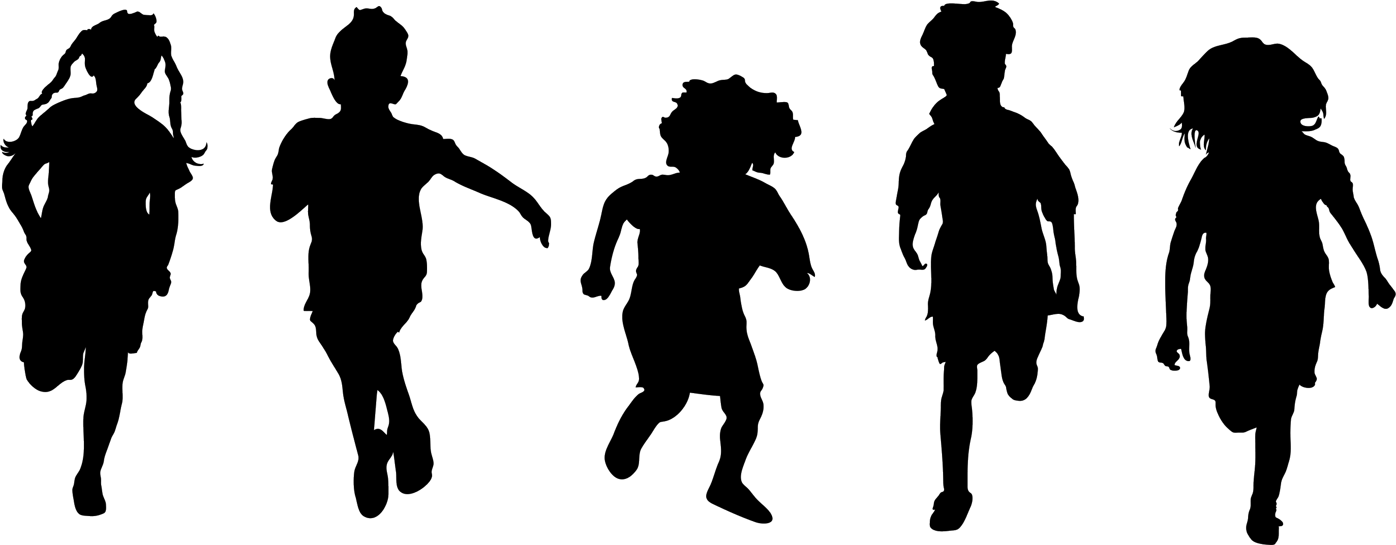 Download Silhouette School Children Clipart - Children Running ...