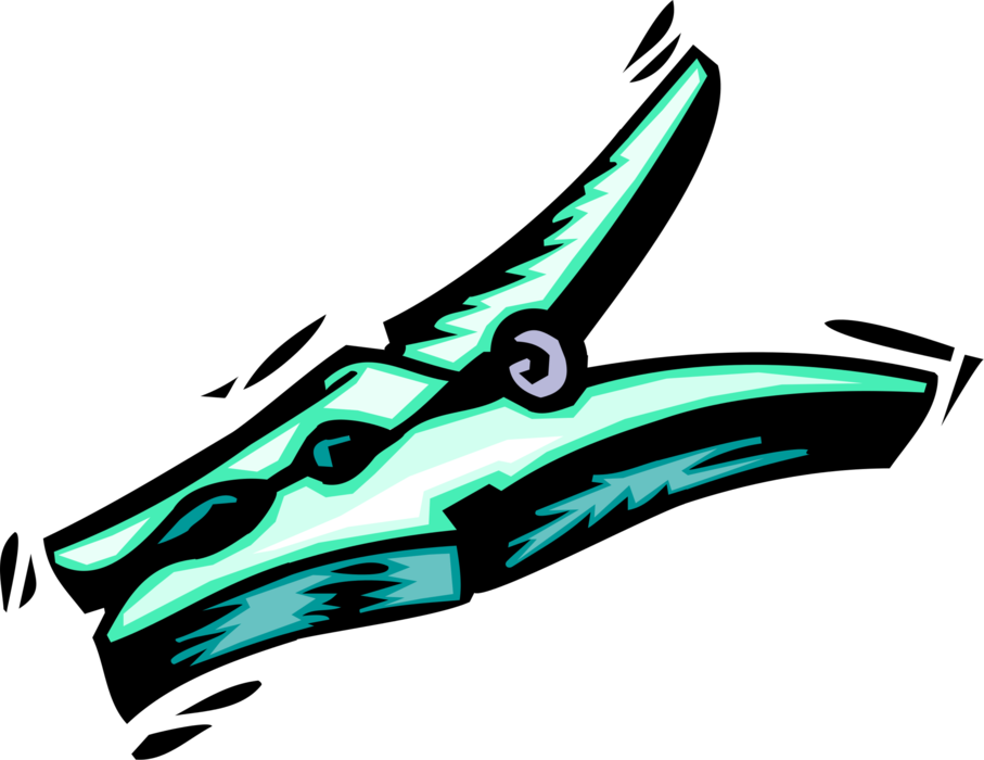 Vector Illustration Of Laundry Clothespin Or Clothes Clipart - Full ...