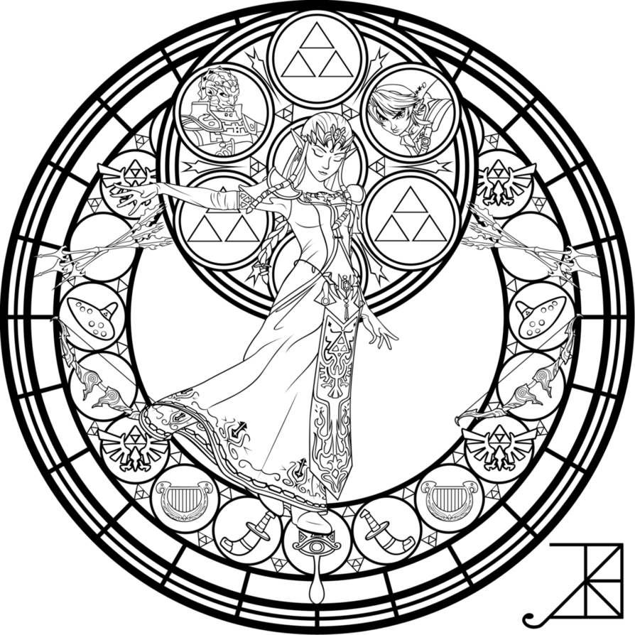 Free Stained Gl Colouring Pages - Adult Coloring Pages Zelda Clipart ...