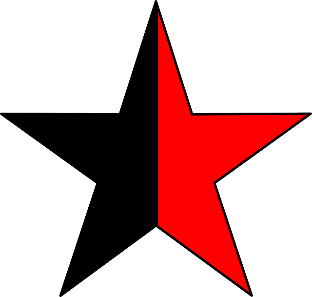 Star, Half, Color, Red, Rating - Black And Red Star Png Clipart - Full ...