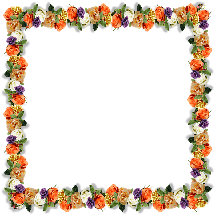 Floral Border Frame 3d Shadows Petals Roses - Flower Border Design 3d ...