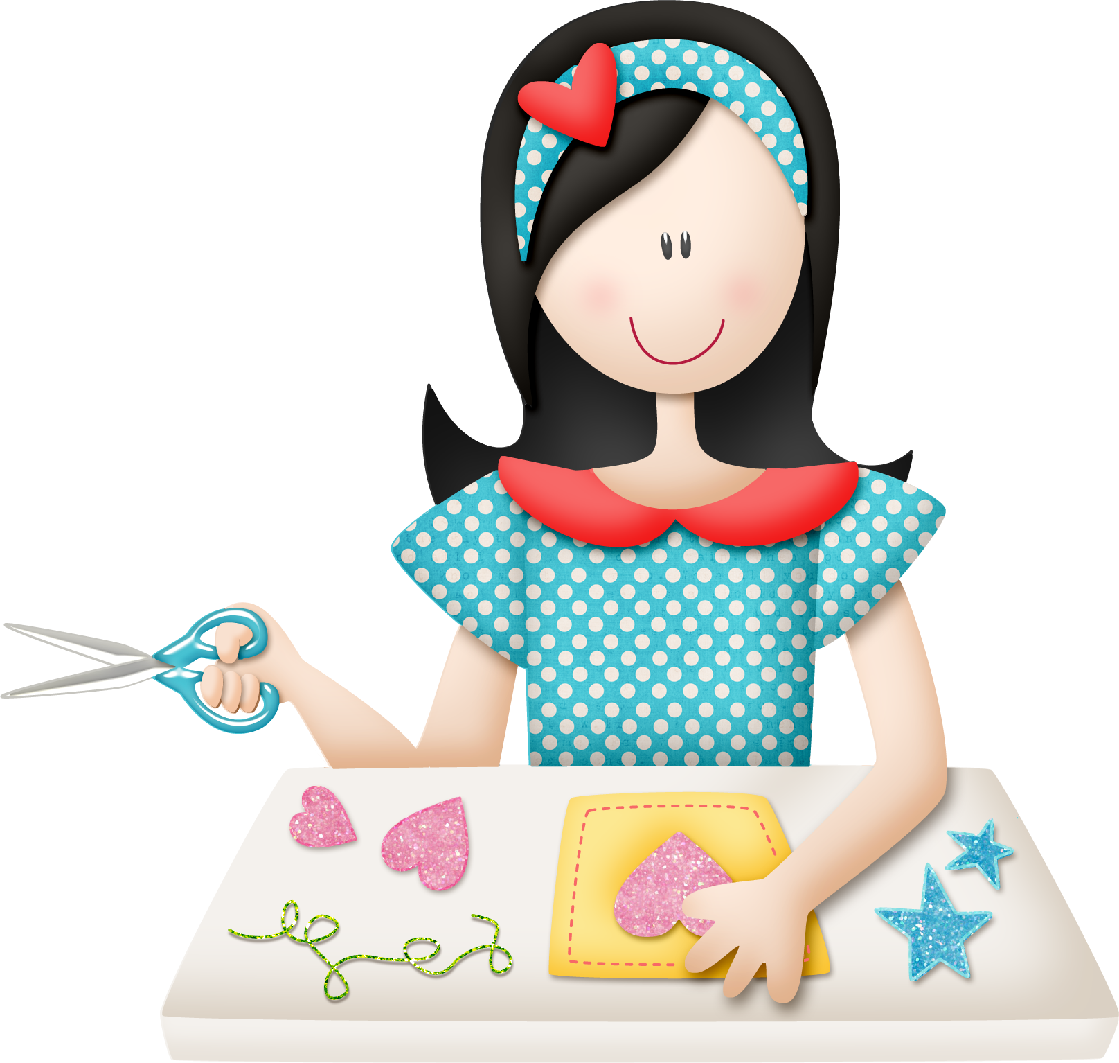 Girl Doing Arts And Crafts Clipart - Png Download - Full Size Clipart ...