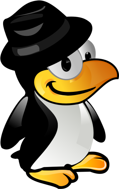 Tux With Black Hat Vector Image - Linux Mint Debian Clipart - Full Size ...