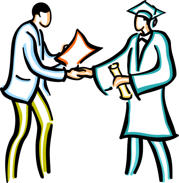 Vector Illustration Of Graduate Student Receives Graduating - Academic ...