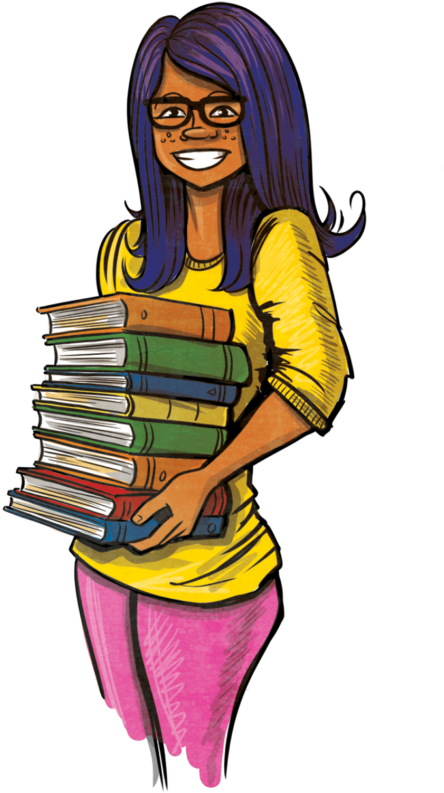 Transparent Cartoon Books Png - Librarian Drawing In Color Clipart ...