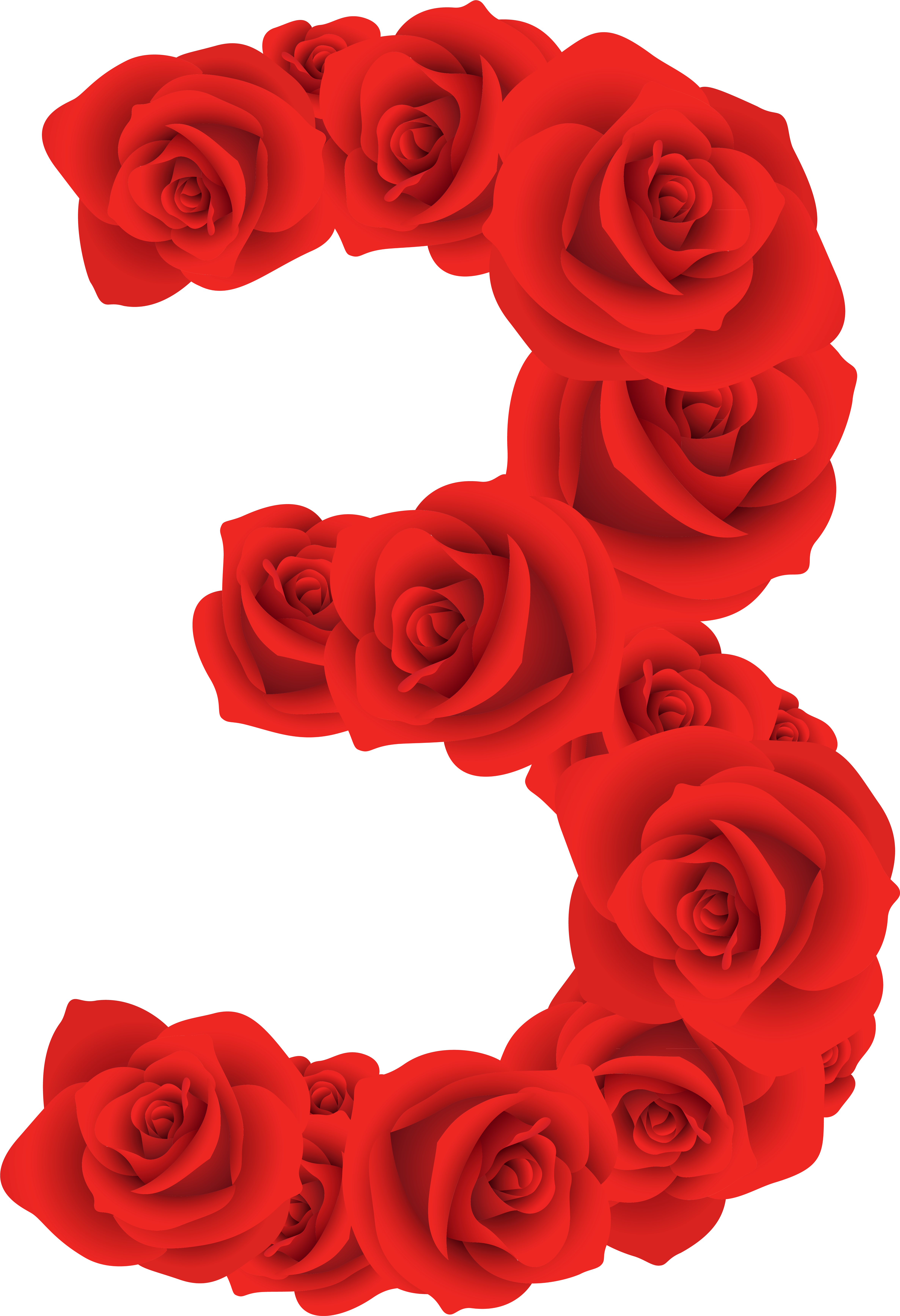 Number 3 In Roses Clipart Full Size Clipart 5502004 PinClipart