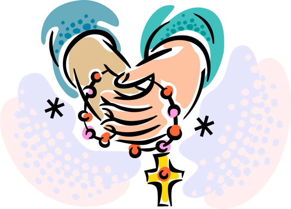 Beads Vector Cartoon - Children Praying The Rosary Clipart - Png ...