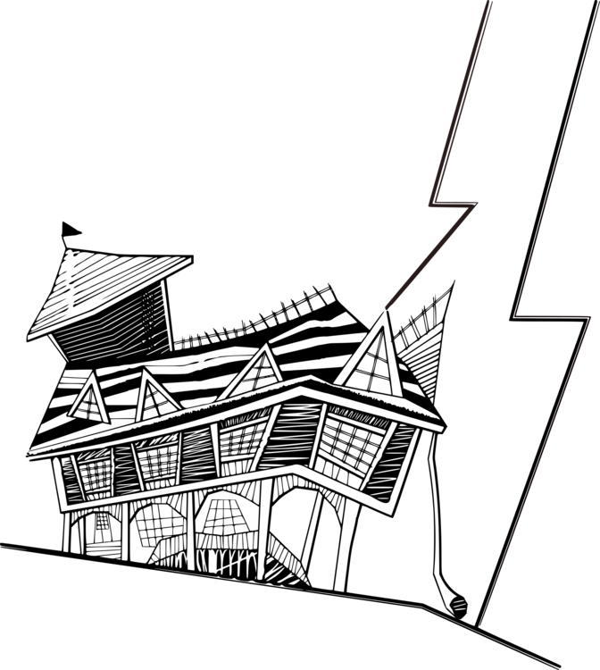 Line Art,art,diagram - Crooked House Clipart Png Transparent Png - Full ...