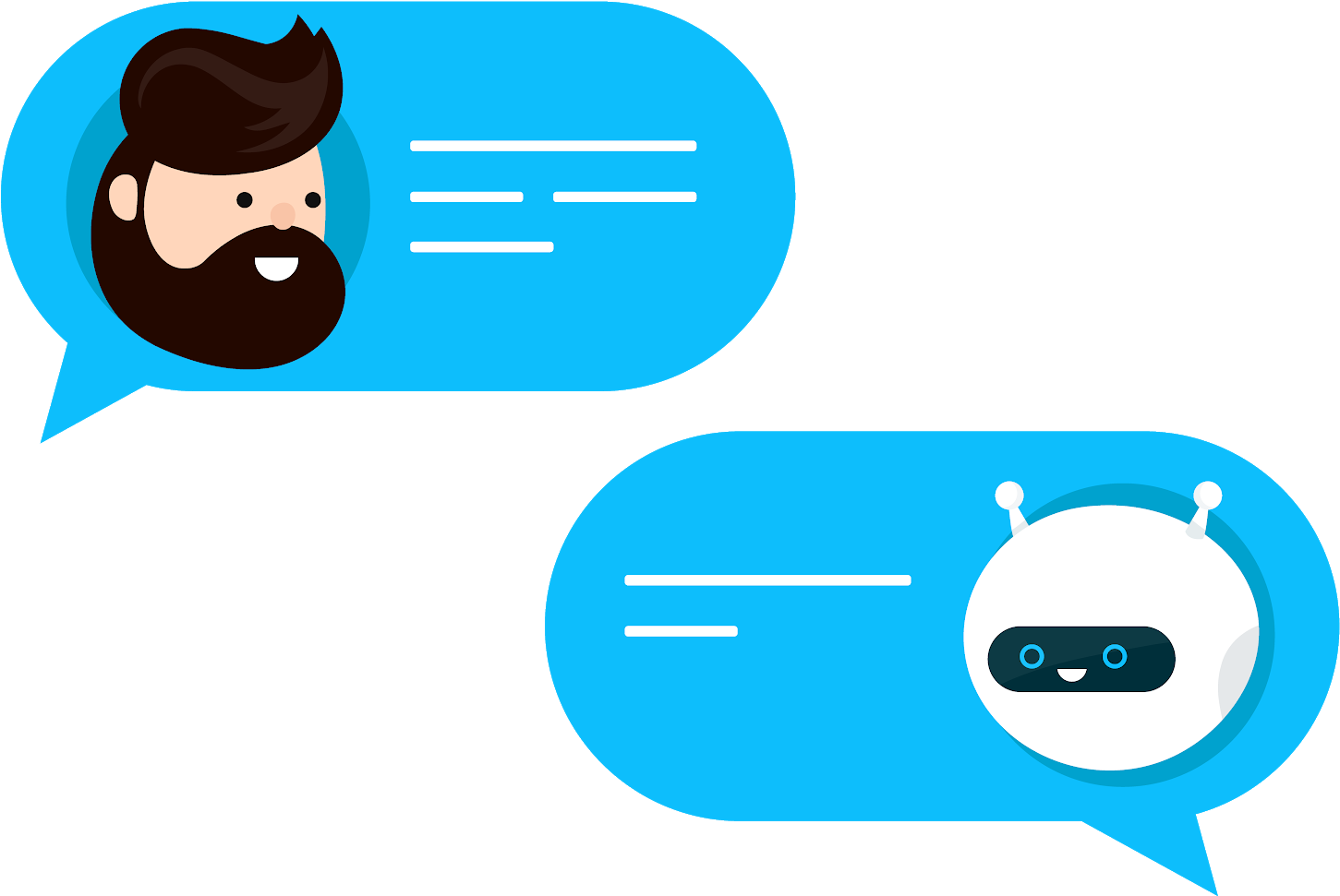 An Adorable Depiction Of A User And Chatbot Talking - Chatbot Vector ...