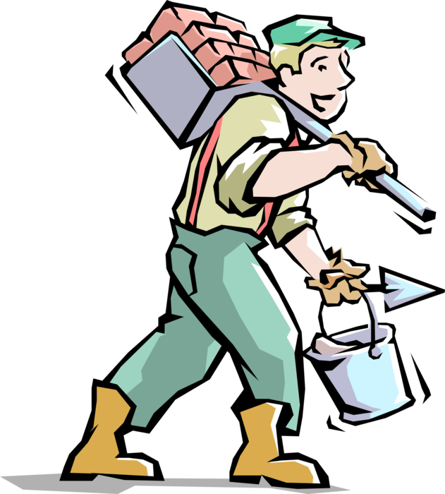 Worker Vector Mason - Masonry Cartoon Clipart - Full Size Clipart ...