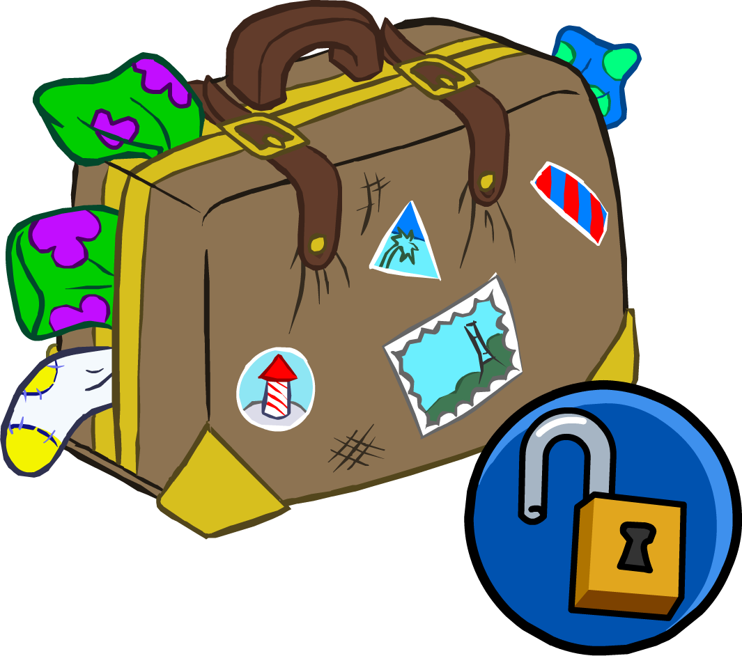 Hand Items Club Penguin - Overflowing Suitcase Clipart - Png Download ...