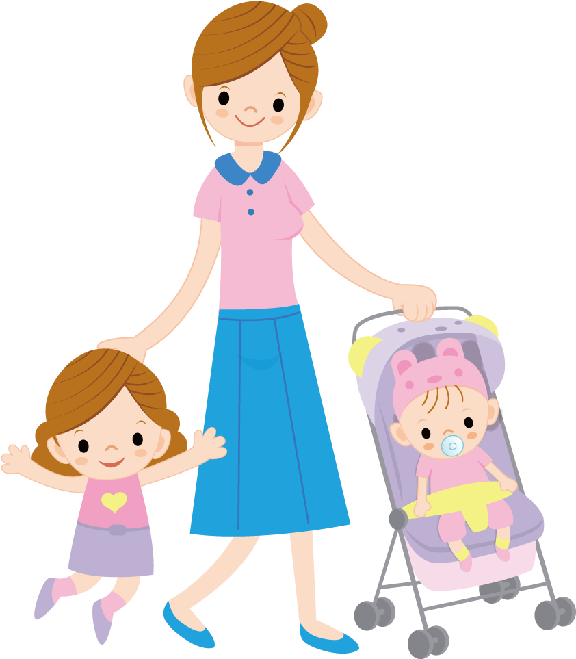 Child Mother Cartoon Illustration - Mother With Children Cartoon ...