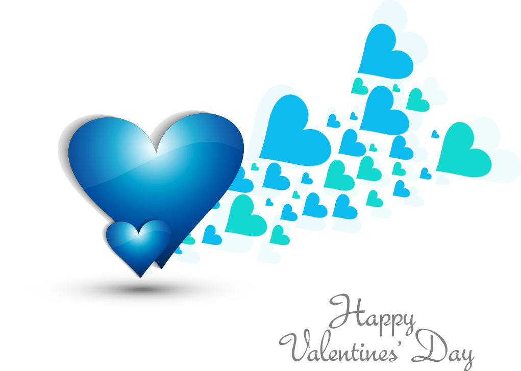 Blue Heart-shaped Elements Png Download - Full Hd Happy Valentines Day ...