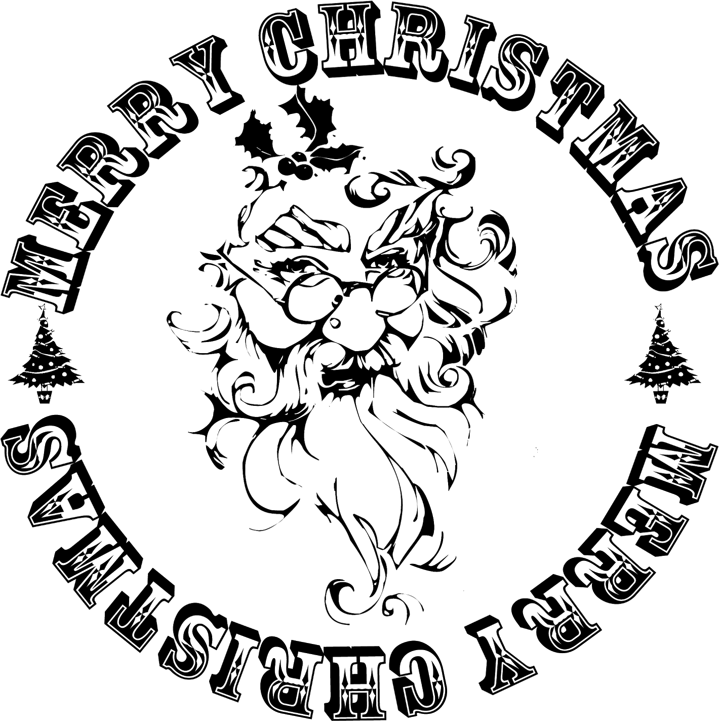 Santa Claus Pyrography Pattern Clipart - Full Size Clipart (#5576192 ...