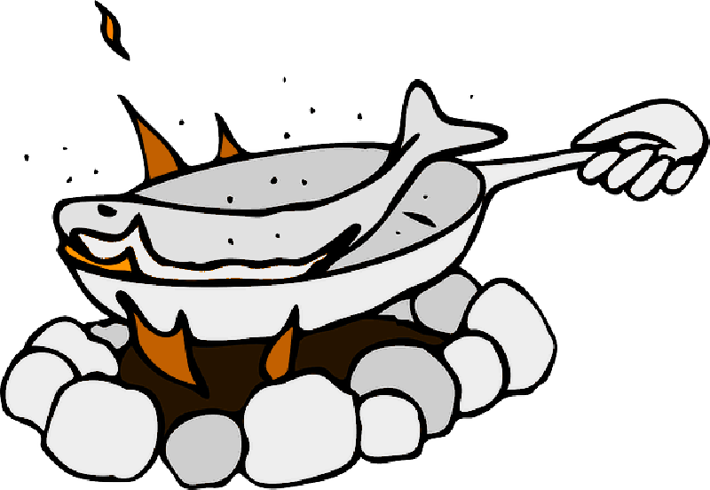 Food, Fire, Cartoon, Pan, Dish, Fish, Meats, Frying - He Has Bigger ...