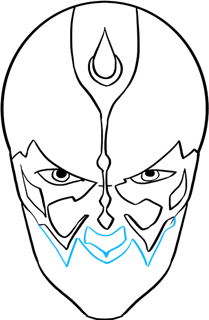 How To Draw Darth Maul From Star Wars - Darth Maul Face Line Drawing ...