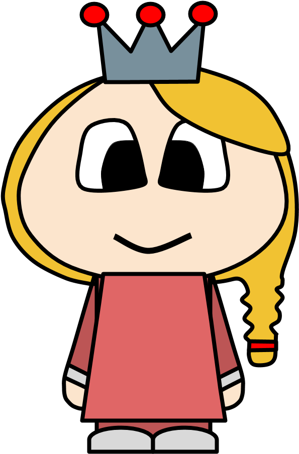 Princess, Crown, Big Eyes, Cartoon Person - Elf Black And White Clipart ...