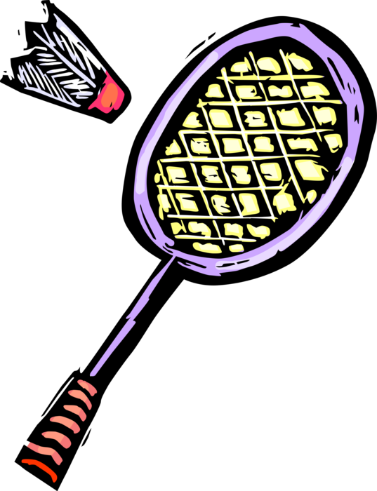 Vector Illustration Of Sport Of Badminton Racket Or Clipart - Full Size ...