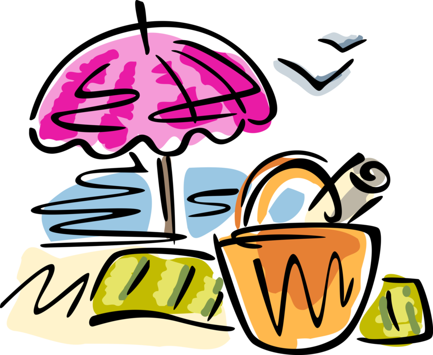 Download Vector Illustration Of Day At The Beach With Shade ...