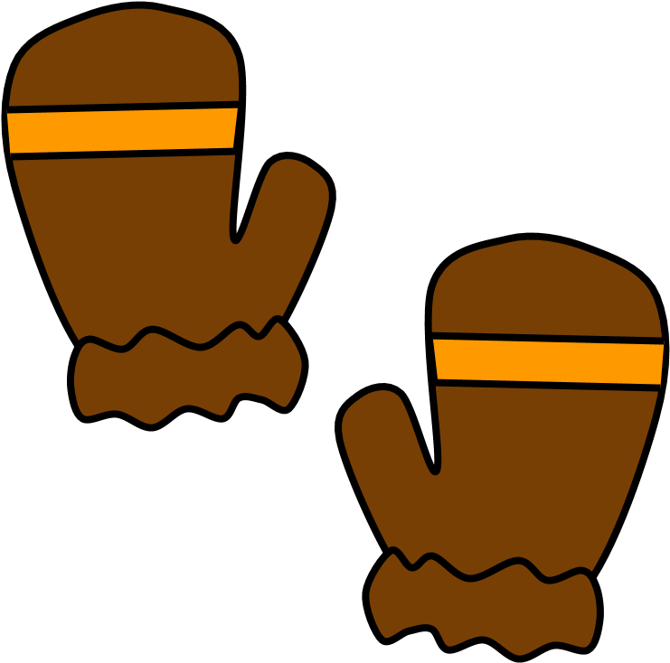 Mittens, Fur Cuff, Stripe, Brown And Orange - Brown Mittens Clipart ...