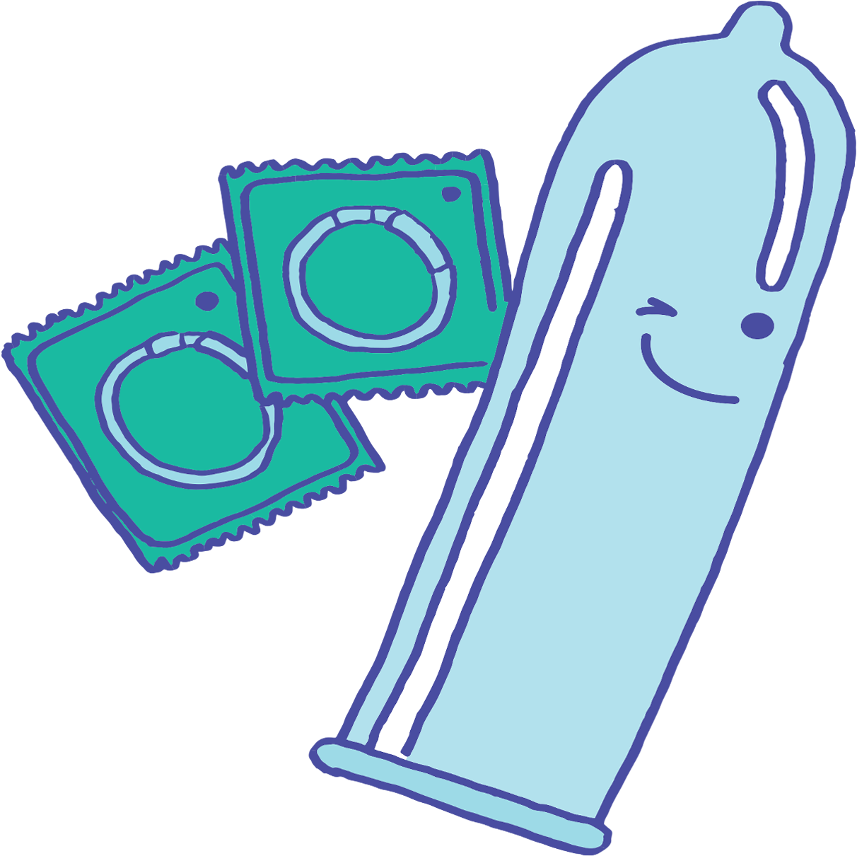 Download Large Cartoon Blue Condom With 2 Packaged Condoms For - Condom ...