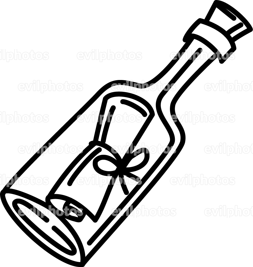 Download Message In A Bottle Drawing Vector And Stock Photo - Message ...