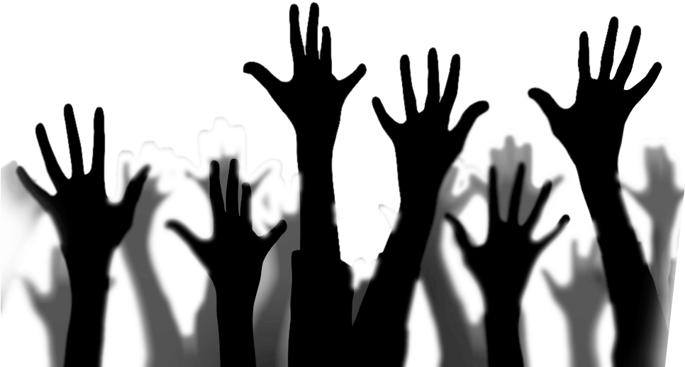 Finger Hand Clip Art - Raised Hands Silhouette Png Transparent Png ...
