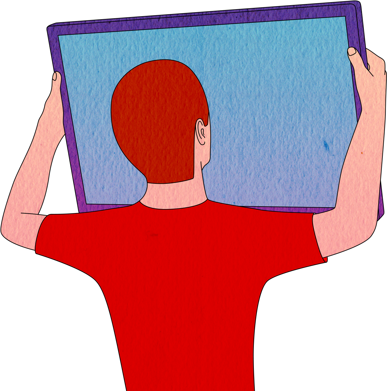 Student Holding A Screen - Cartoon Clipart - Full Size Clipart ...