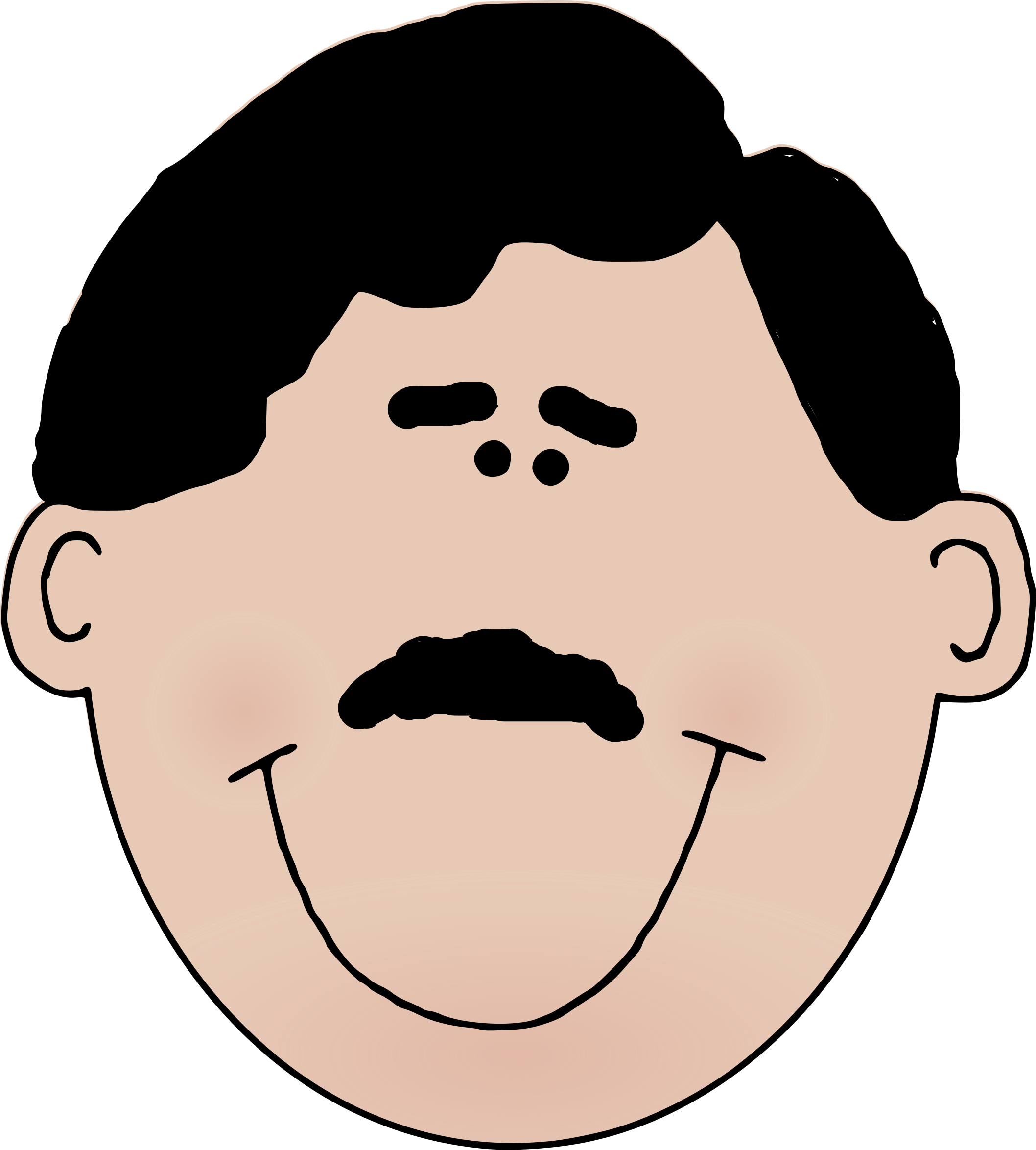 Man With Mustache And Wig Clipart - Cartoon Man With Moustache - Png ...