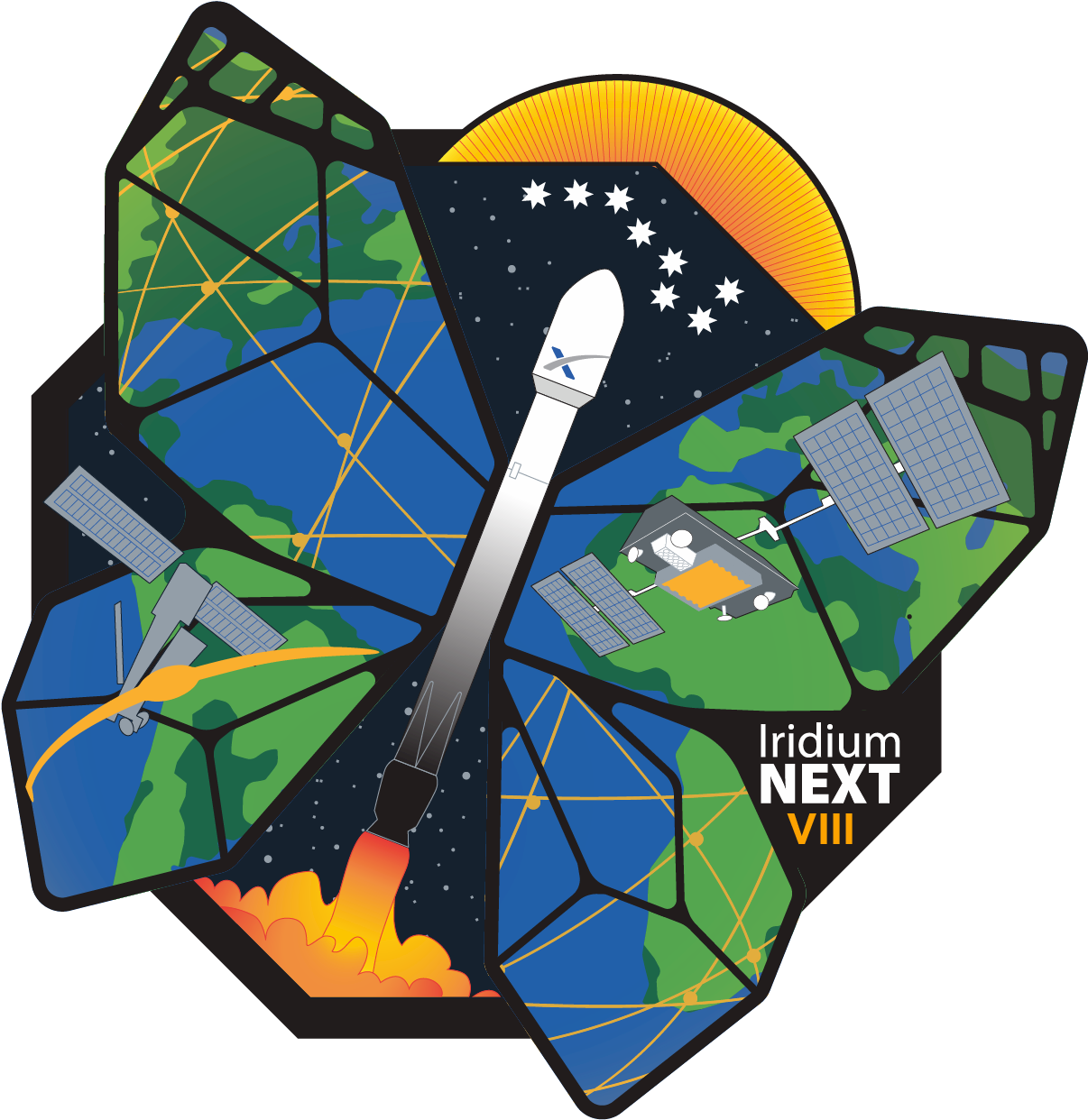 A Patch Showing The Spacex Falcon 9 Rocketr Reimagined - Spacex Iridium ...