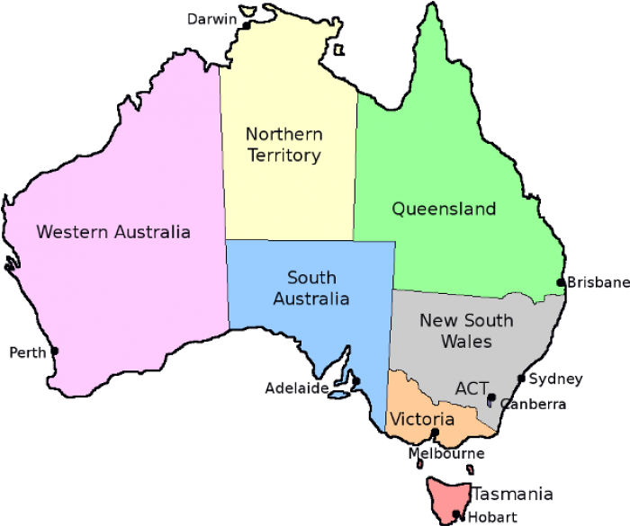 Australia Transparent States - Australia Map States And Capitals ...
