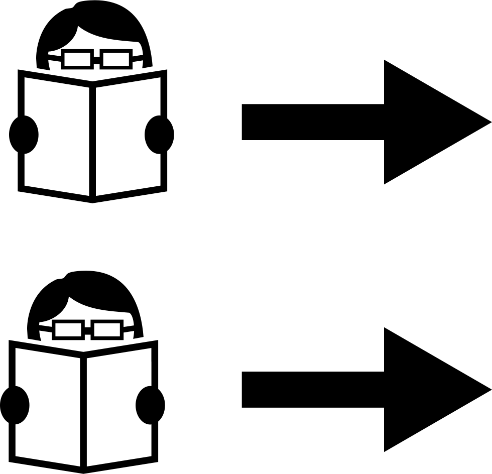 Download Two Students Reading Books With Right Arrows - Reading In ...
