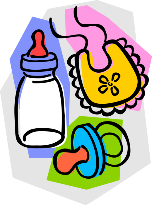 Bottle With And Bib - Baby Pacifier And Bottle Clipart - Png Download ...