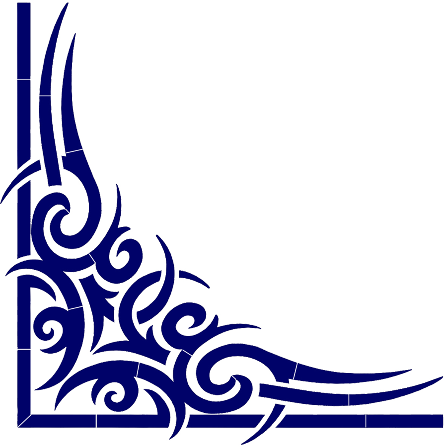 Download Tribal Corner Scroll Blue - Corner Design Blue Png Clipart ...